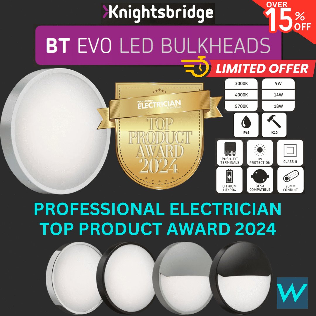 Knightsbridge BT EVO Adjustable CCT LED Bulkheads — westbasedirect.com