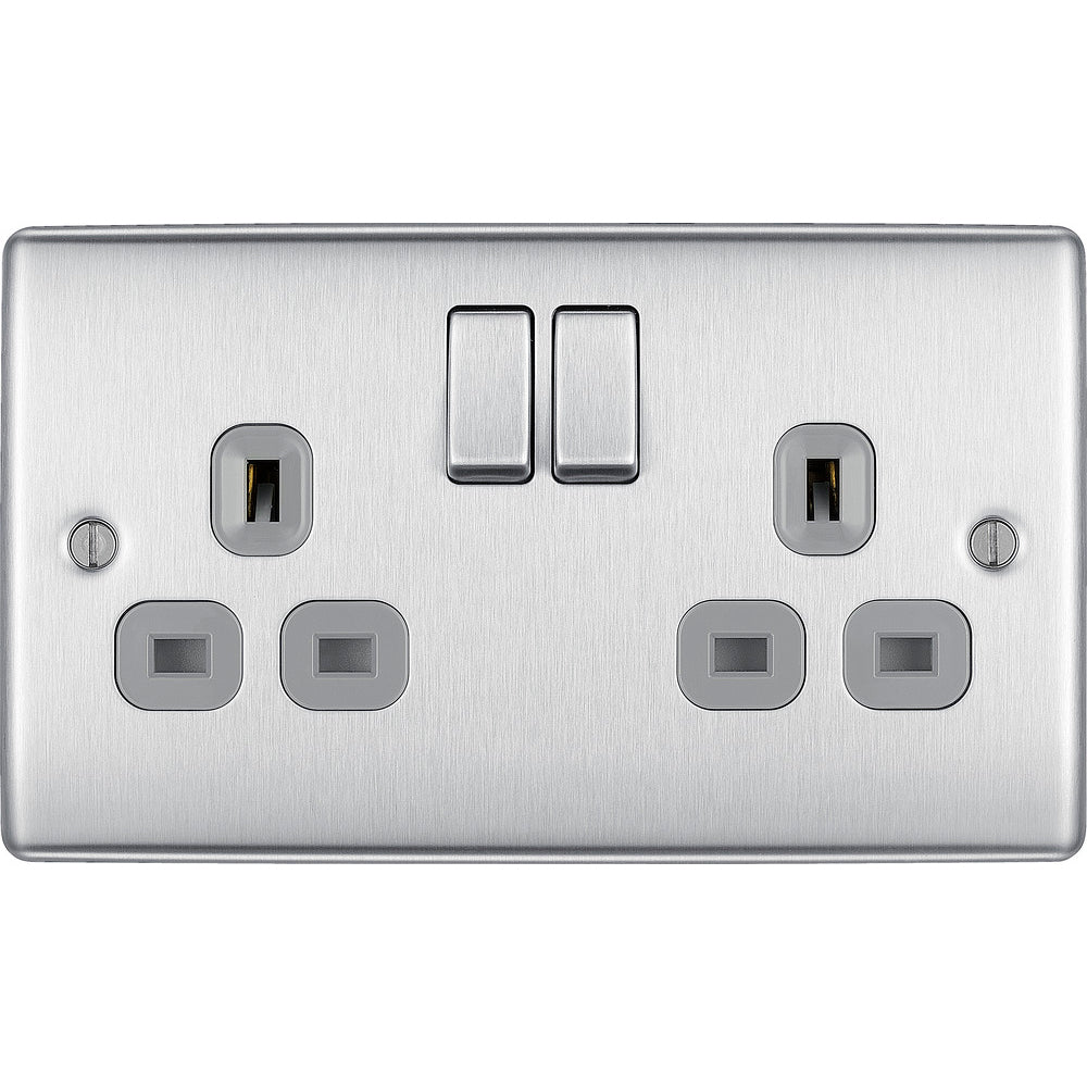 Metal Screwed Brushed Steel Switches & Sockets — westbasedirect.com