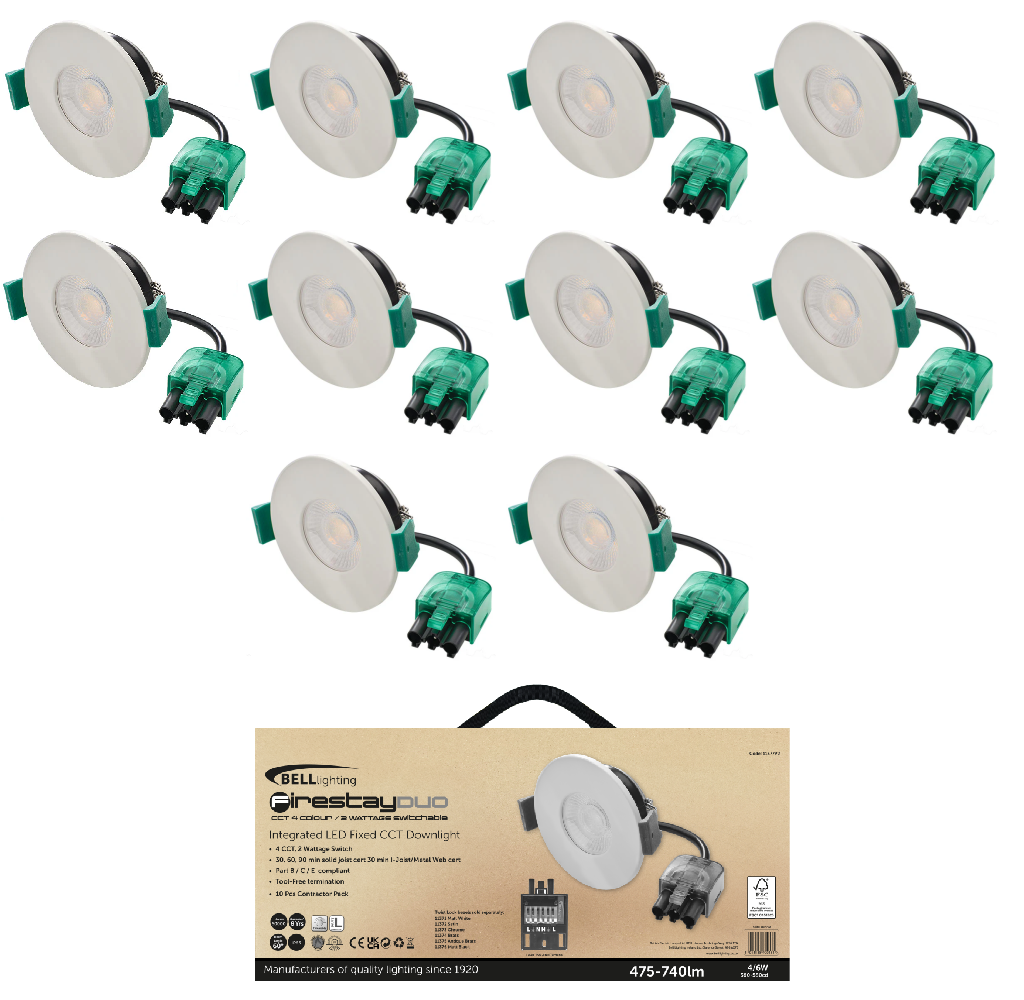 BELL 11377V2 4/6W Firestay Duo LED CCT Wattage Switchable Fixed Downli ...
