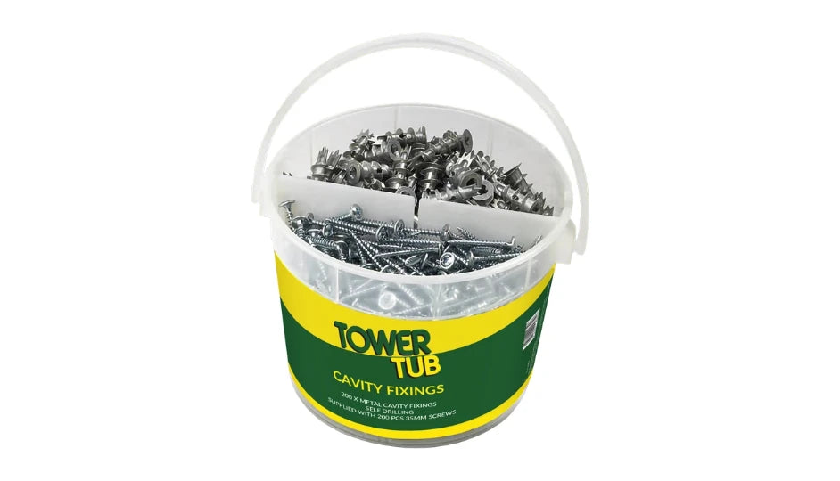 Tower 05TUB03 Trade Tub - 200 x Cavity Metal Self Drive Plugs & 1.5” S ...