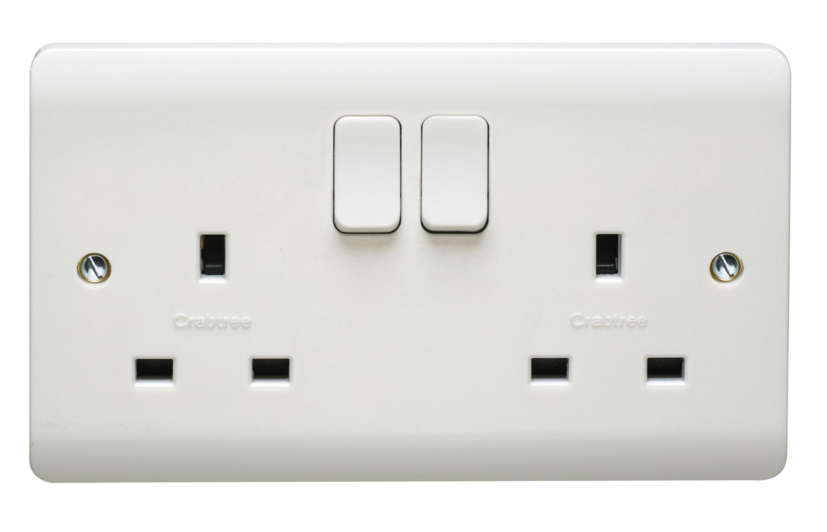 Crabtree CR1306 Instinct 13A 2 Gang Switched Socket | SP | Dual Earth ...