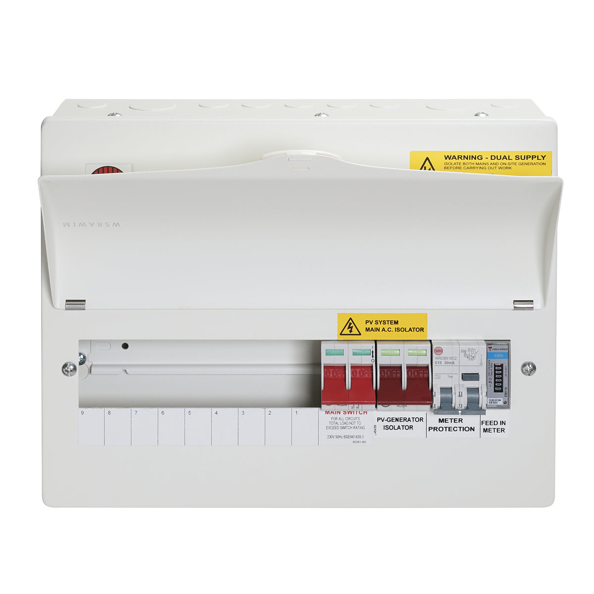 Wylex NM9DSRCBMPVF 9 Way Consumer Unit with 100A Dual Supply Isolators ...