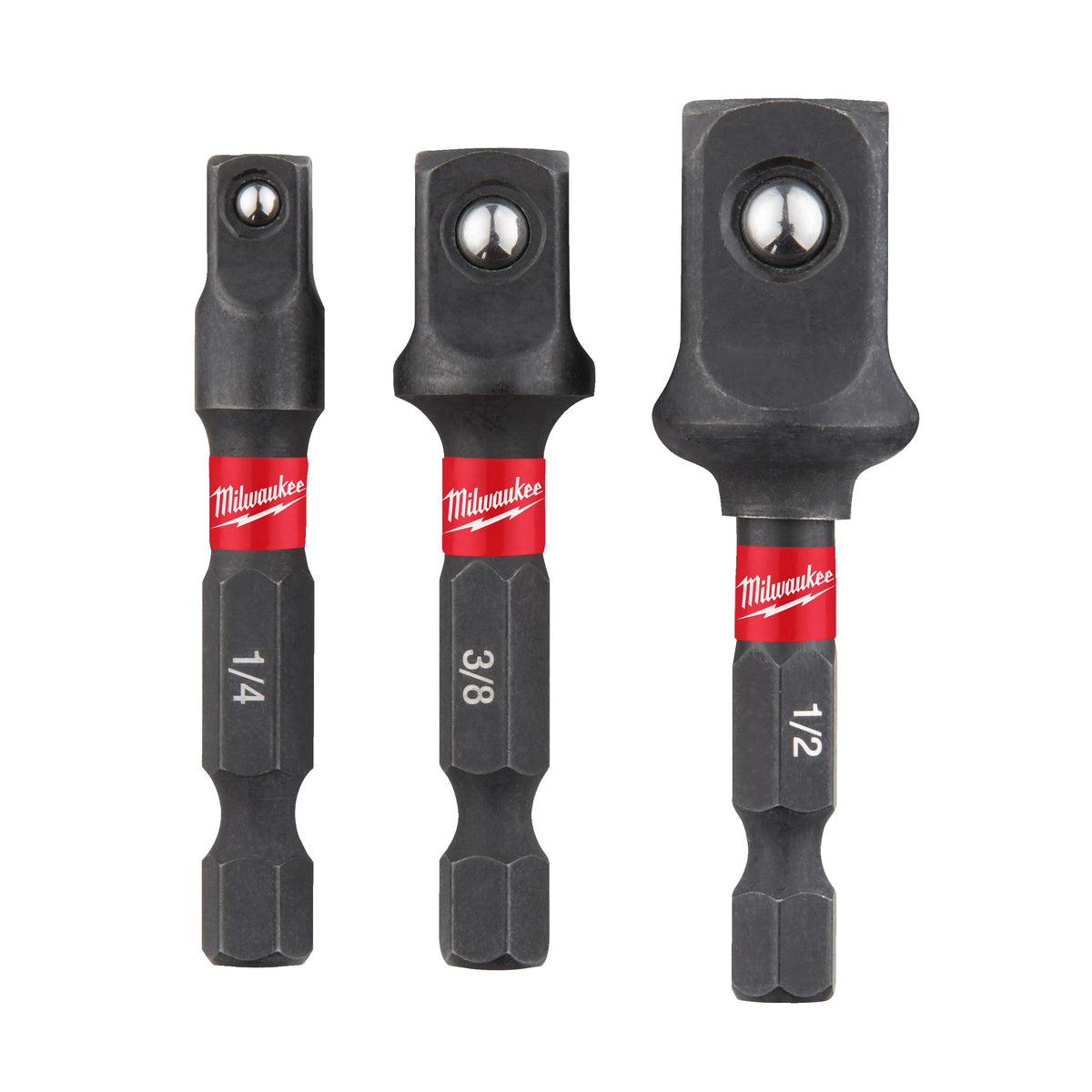 Milwaukee SHOCKWAVE 1/4" Hex Square Impact Duty Socket Adaptor Set - 3 ...