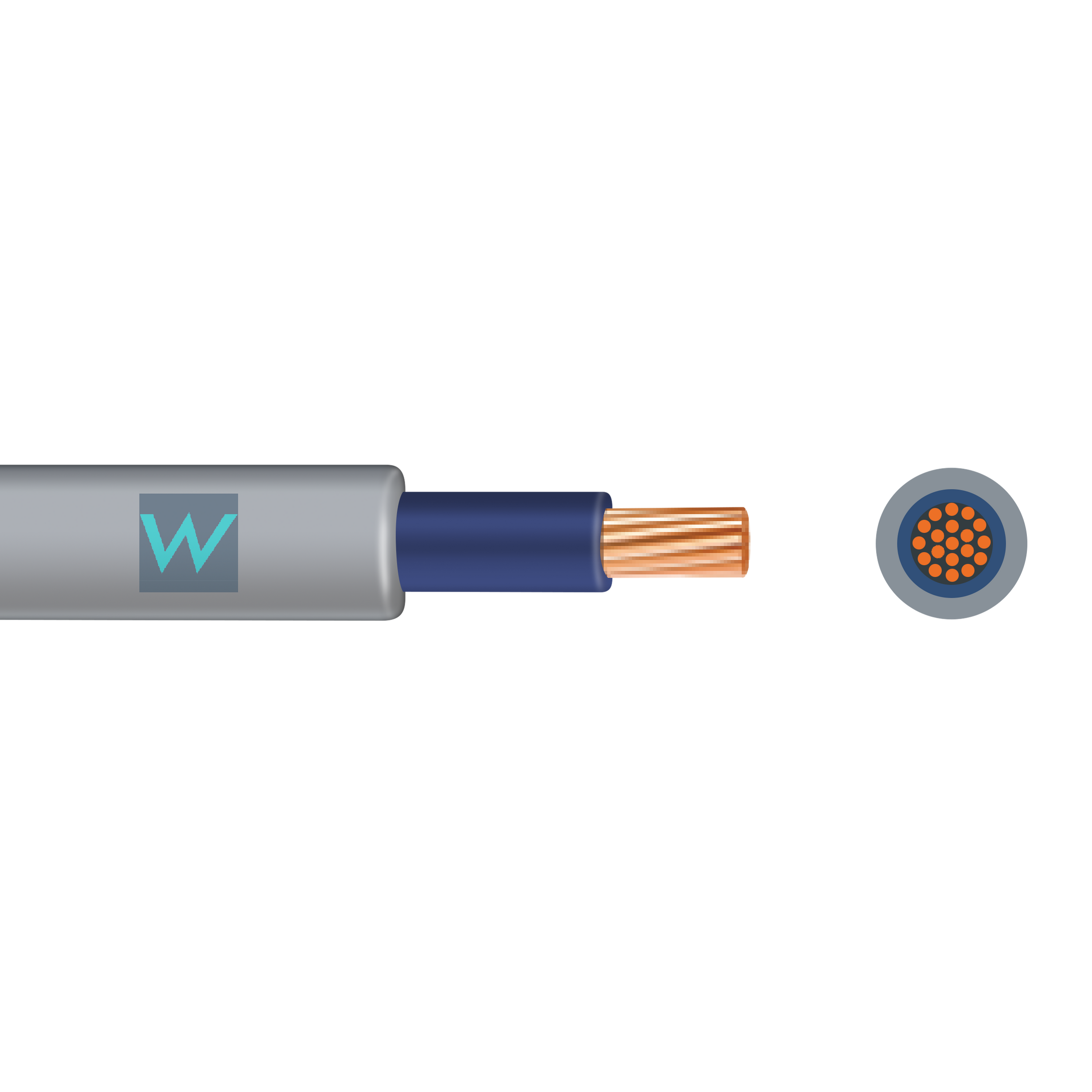 6181Y Double Insulated Single Core Meter Tails PVC 16.0mm Blue Core Gr ...