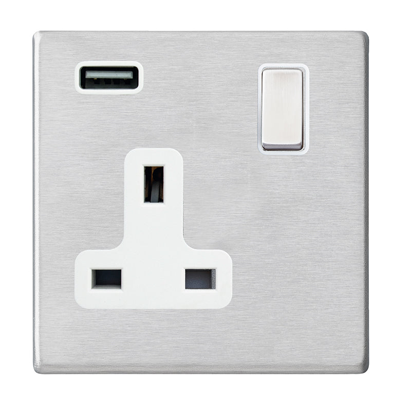 Hamilton Hartland G2 Screwless 1G 13A SP Switched Socket with 1x USB ...