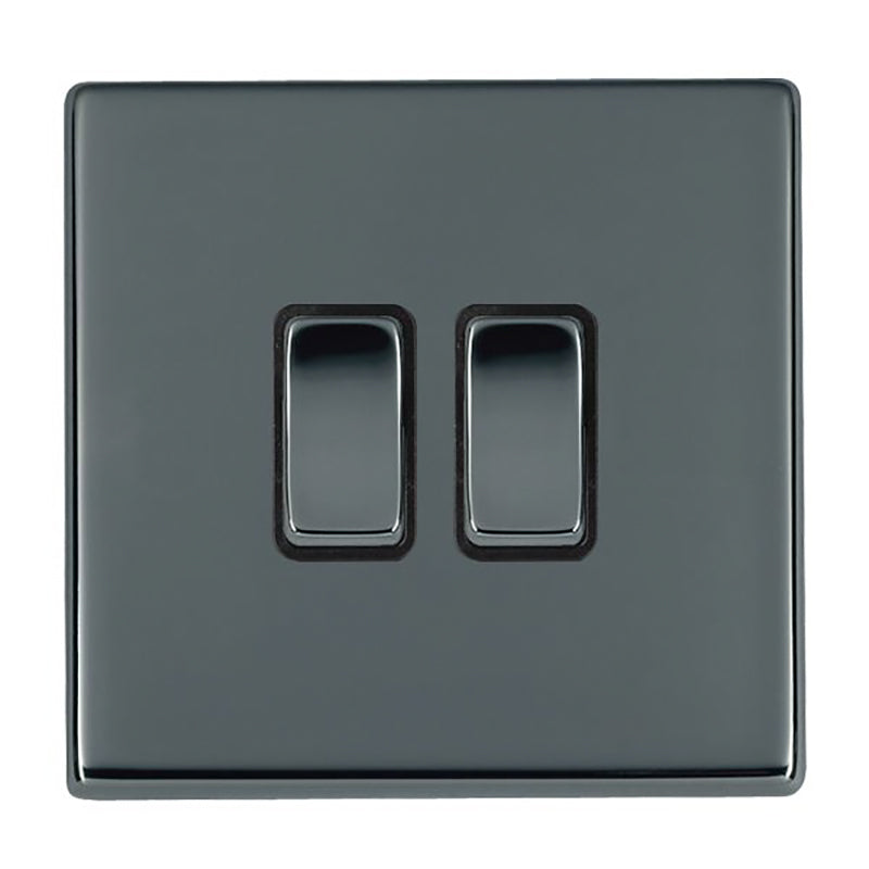 Hamilton Hartland G2 Screwless 2G 10AX 2 Way Plate Switch - Black ...