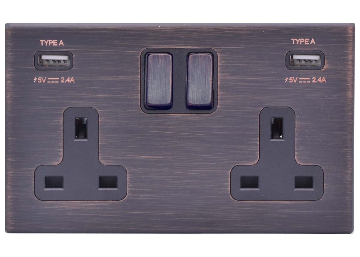 Hamilton Hartland G2 Screwless 2G 13A DP Switched Socket with 2x USB ...