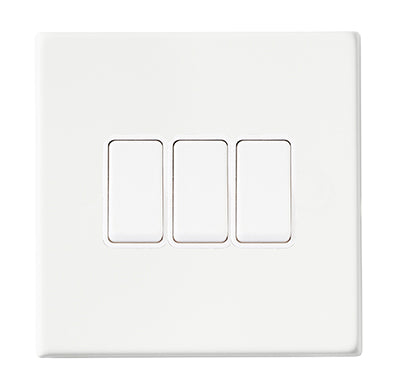 Hamilton Hartland G2 Screwless 3G 10AX 2 Way Plate Switch - Matt White ...