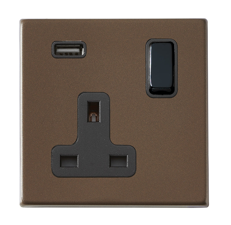 Hamilton Hartland G2 Screwless 1G 13A SP Switched Socket with 1x USB ...