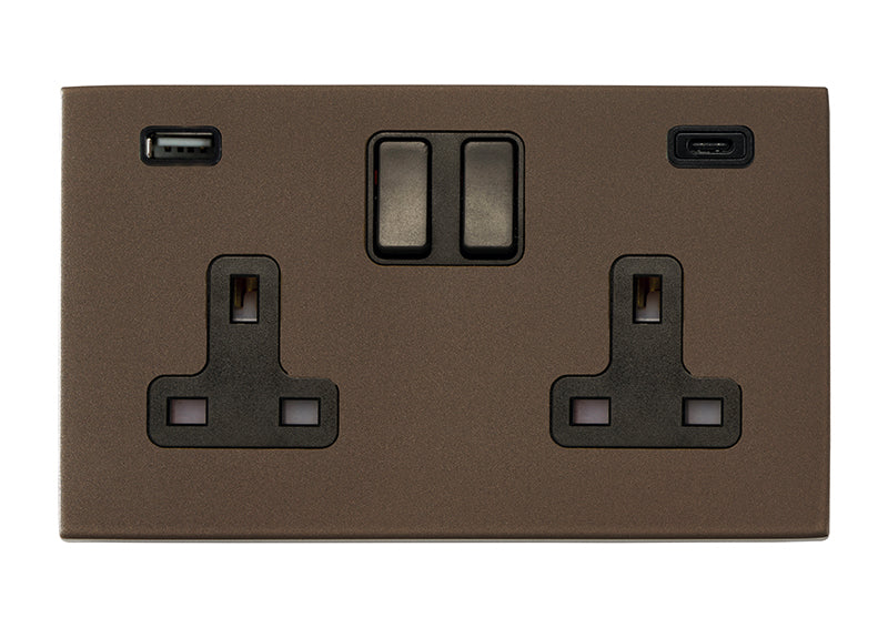 Hamilton Hartland G2 Screwless 2G 13A DP Switched Socket with 1x USB ...