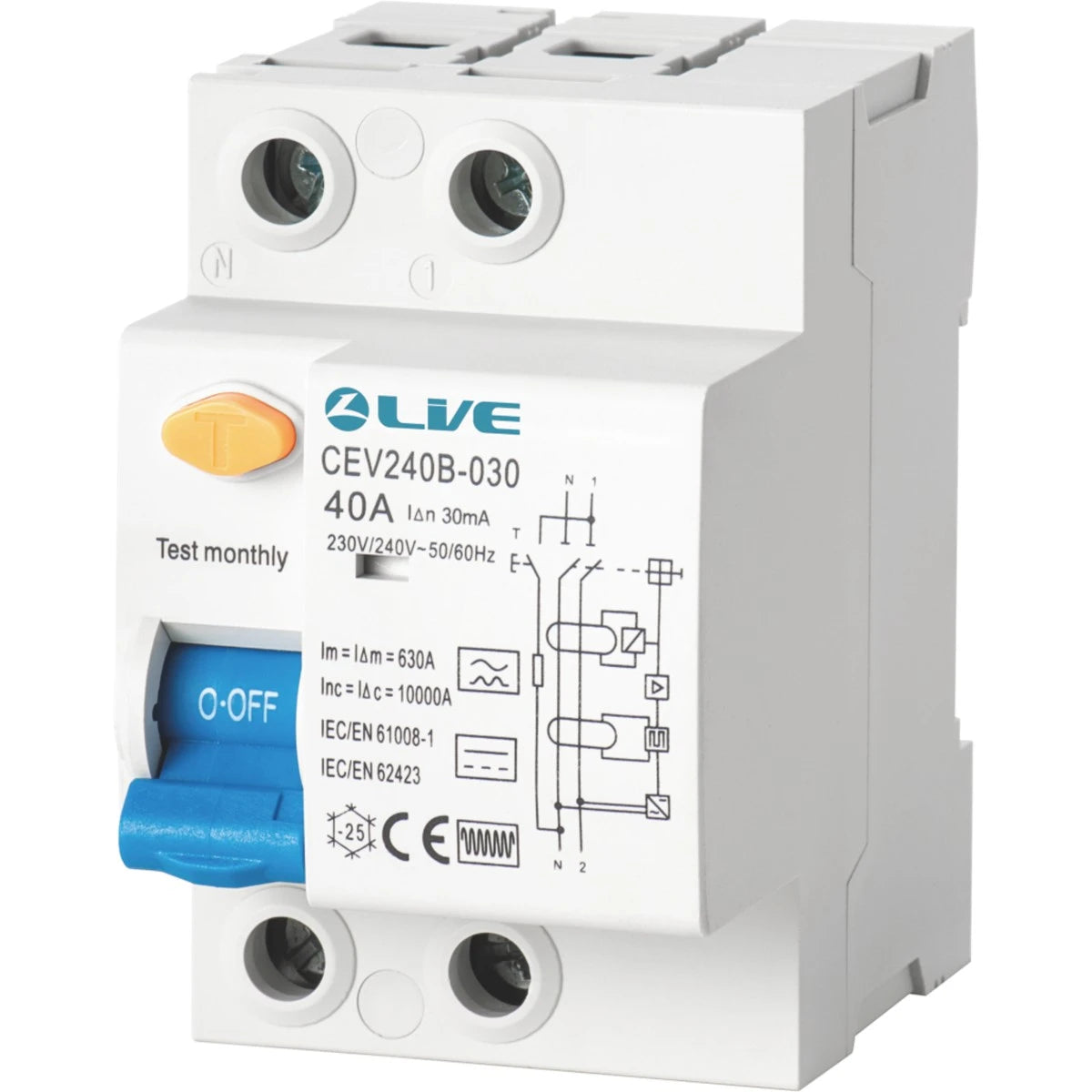 BUY LIVE Electrical CEV240B-030 | 2 Pole | 3 Module | 40A 30mA Type B ...