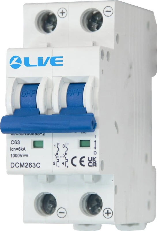BUY LIVE Electrical DCM232C Double Pole 32A C Curve 6kA DC MCB — westbasedirect.com