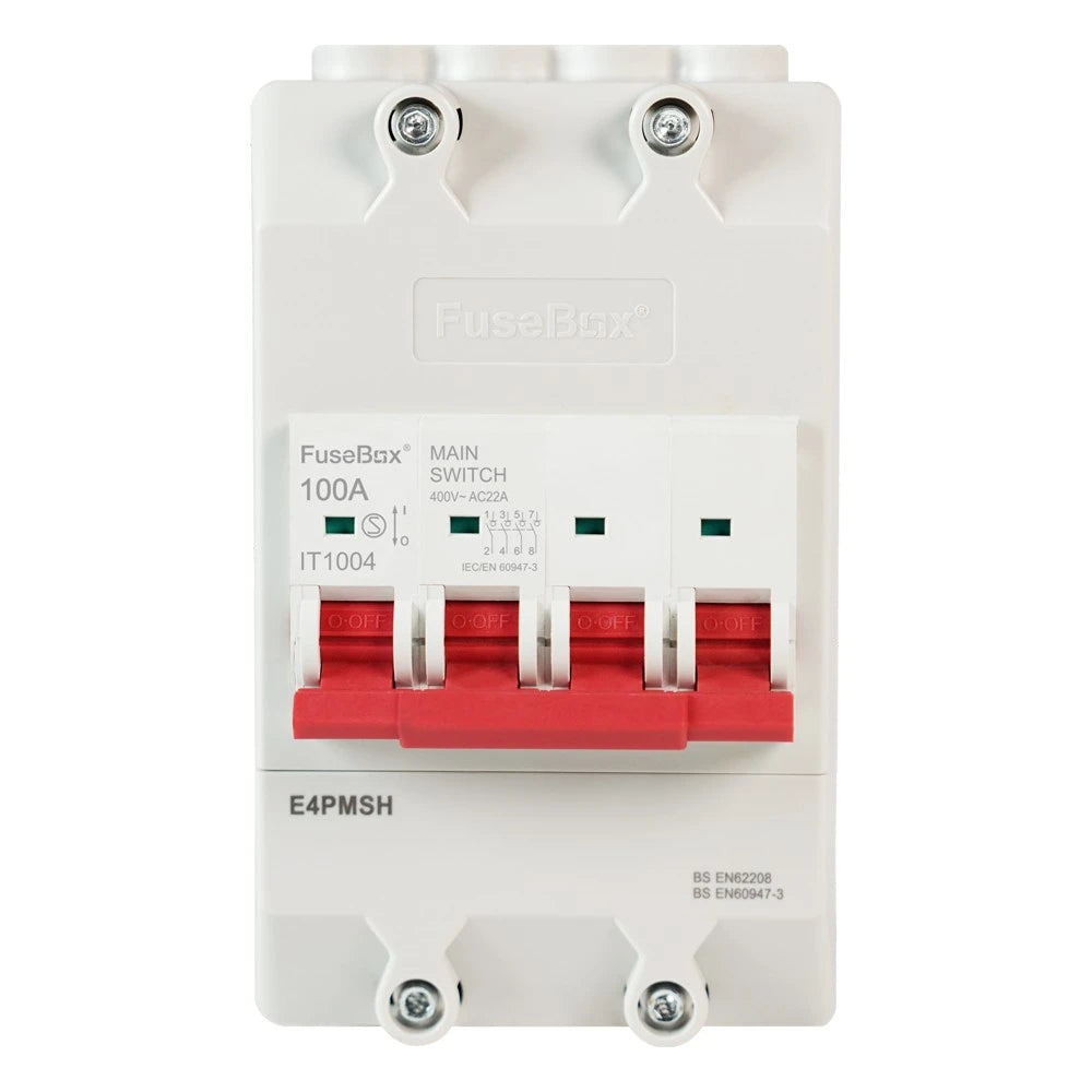 FuseBox E4PMSH 4 Pole 100A Meter Isolator Main Switch Split Enclosure ...