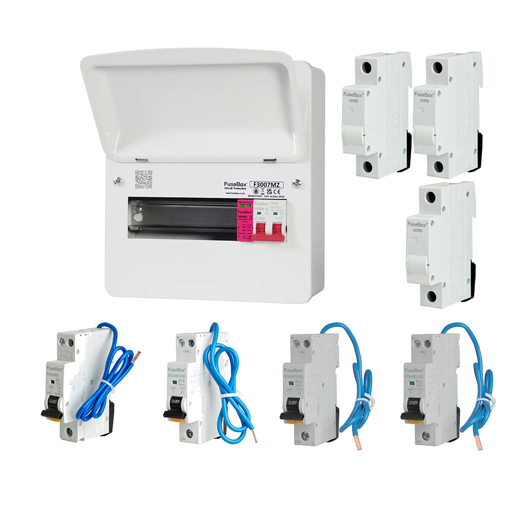 FuseBox F3007MZ 7 Way T2 SPD Consumer Unit + 4 Type A Bi-Directional M ...