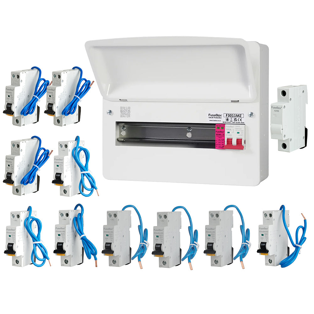 FuseBox F3011MZ 11 Way T2 SPD Consumer Unit + 10 Type A Bi-Directional ...