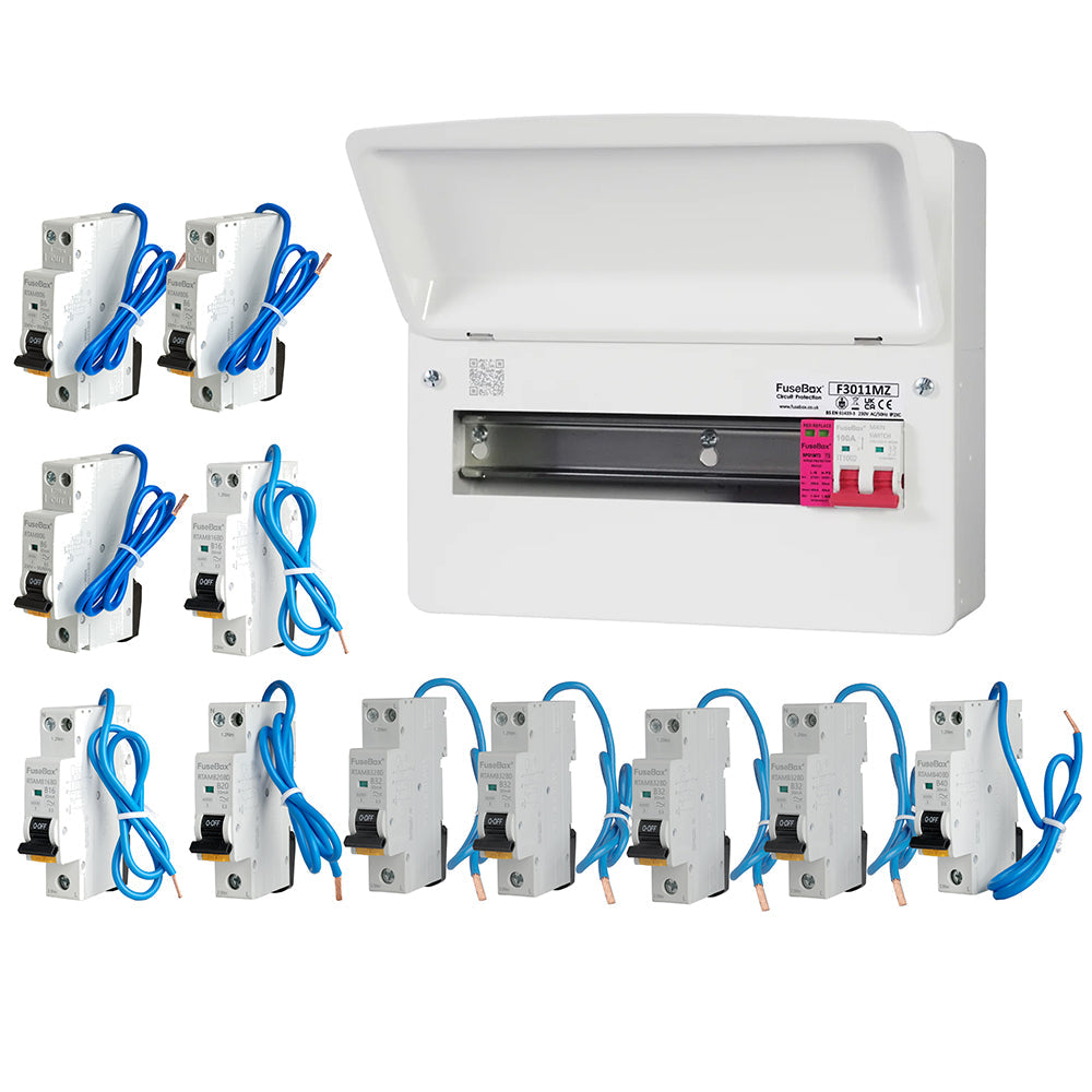 FuseBox F3011MZ 11 Way T2 SPD Consumer Unit + 11 Type A Bi-Directional ...