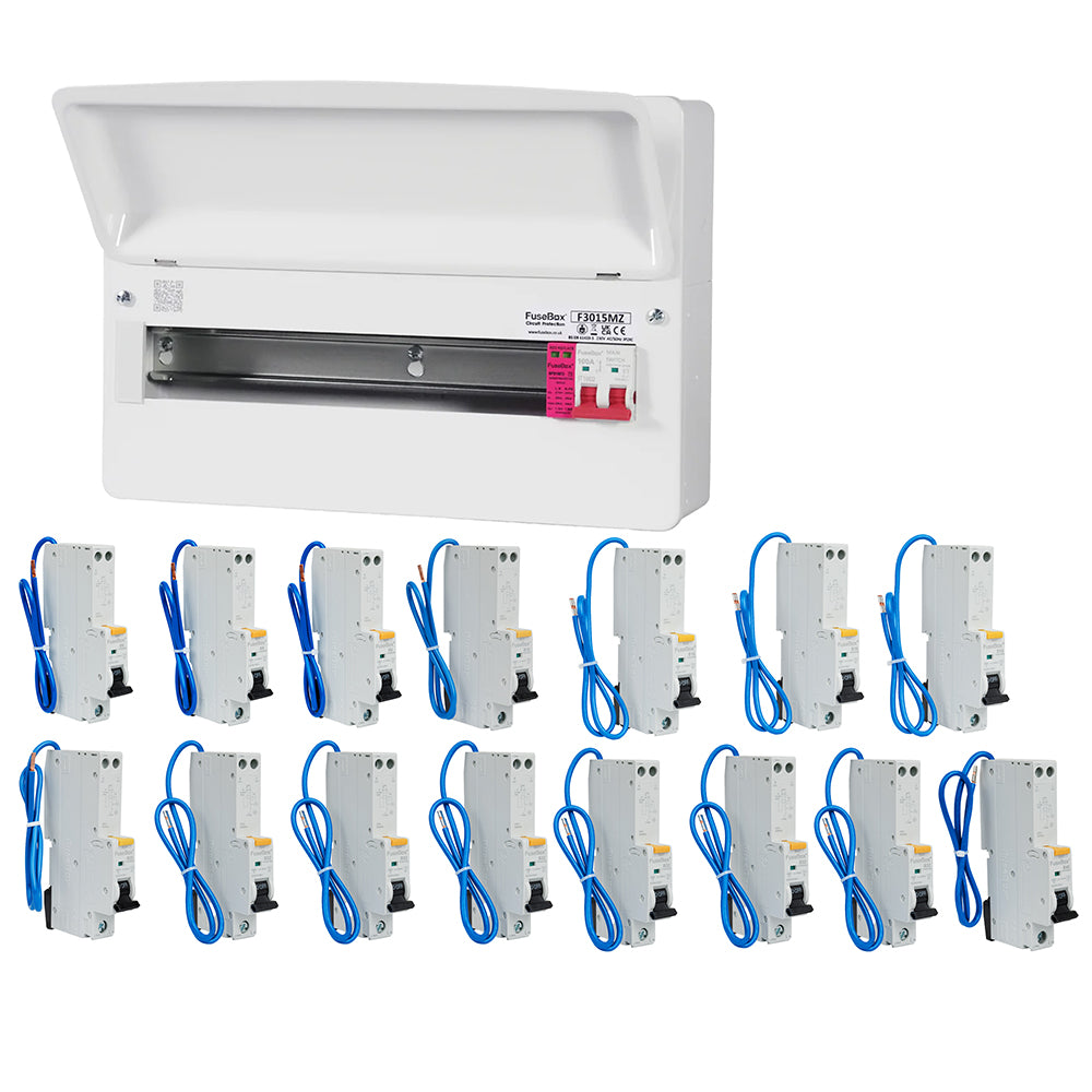 FuseBox F3015MZ 15 Way T2 SPD Consumer Unit + 15 Type A RCBOs ...