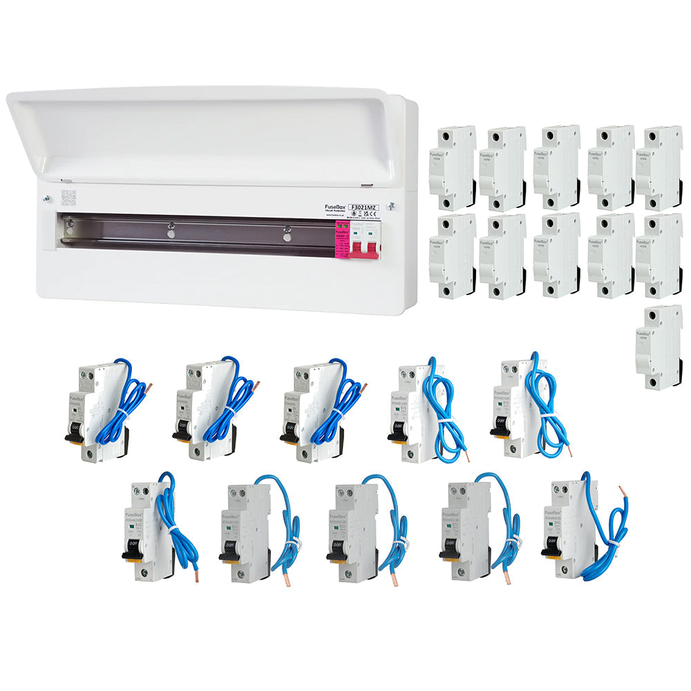 FuseBox F3021MZ 21 Way T2 SPD Consumer Unit + 10 Type A Bi-Directional ...