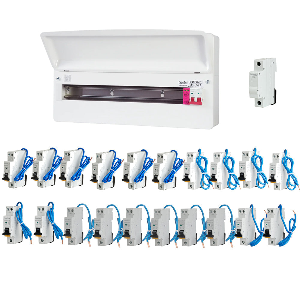 FuseBox F3021MZ 21 Way T2 SPD Consumer Unit + 20 Type A Bi-Directional ...