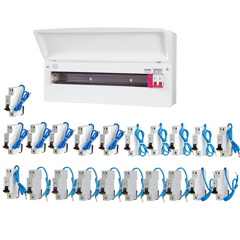 FuseBox F3021MZ 21 Way T2 SPD Consumer Unit + 21 Type A Bi-Directional ...