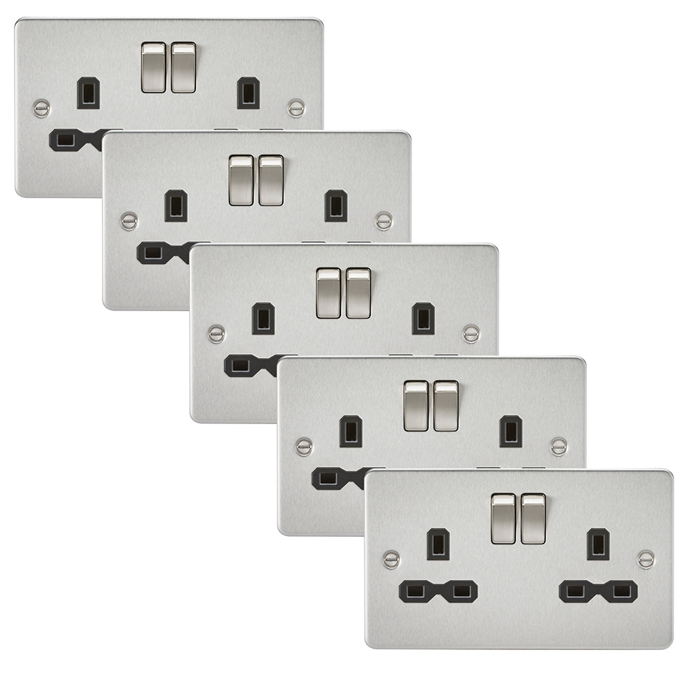 Knightsbridge FPR9000BCx5 Flat Plate 13A 2G DP Switch Socket - Brushed ...