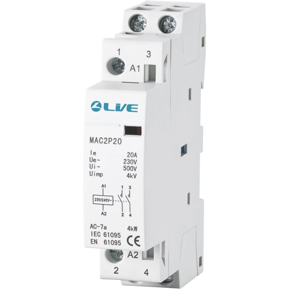 LIVE Electrical MAC2P20 2 Pole 20A Modular AC Contactor ...