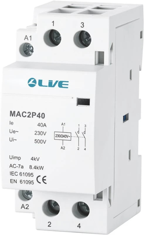 LIVE Electrical MAC2P32 2 Pole 32A Modular AC Contactor ...