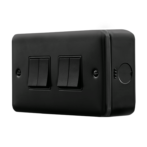 Click MCP019BK Metal Clad Pro 10AX 4 Gang 2 Way Switch - Black ...