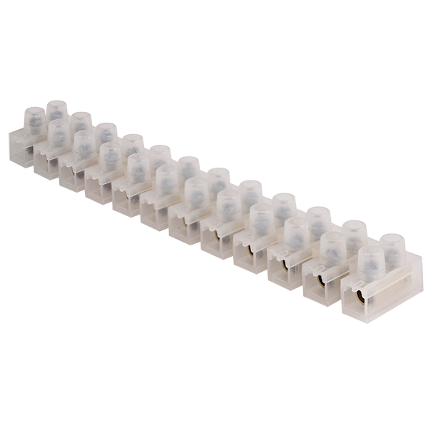 Unicrimp QTB60 60A 12 Way Terminal Block Strip Clear PE Brass ...