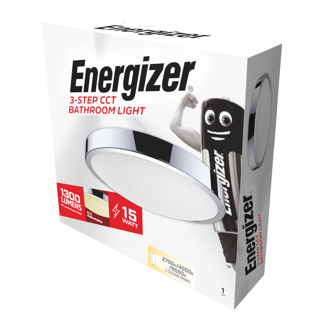 Energizer S11963 15W LED 300mm IP20 Ceiling Light Chrome CCT 2700K/400 ...