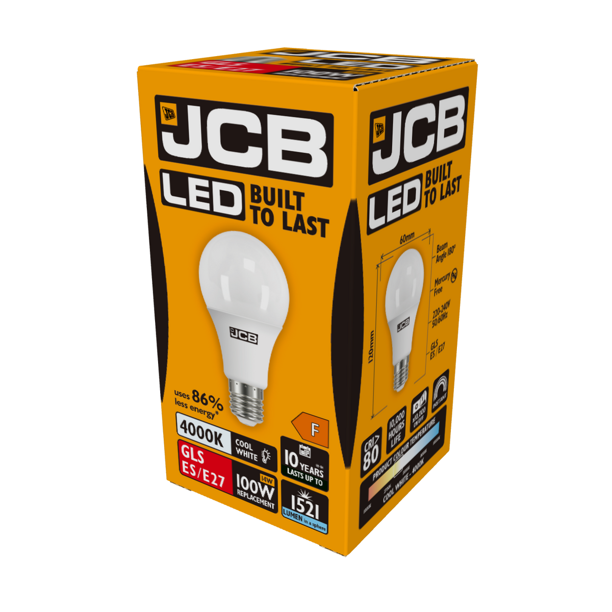 JCB S12506 E27 ES GLS LED Bulb Opal 14W 1521lm Cool White 4000K ...