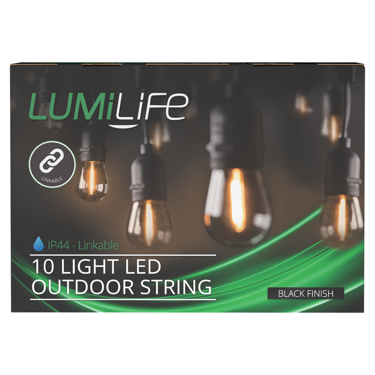 LumiLife S17286 10x Filament Linkable LED IP44 Festoon String Light 27 ...