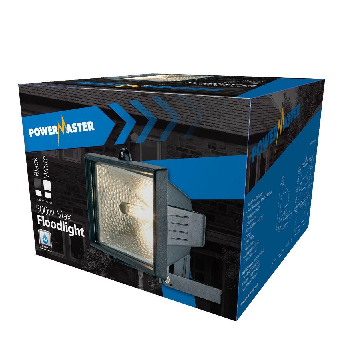 Powermaster S5885 400W IP44 Halogen Floodlight - Black (Lamp Not Inclu ...
