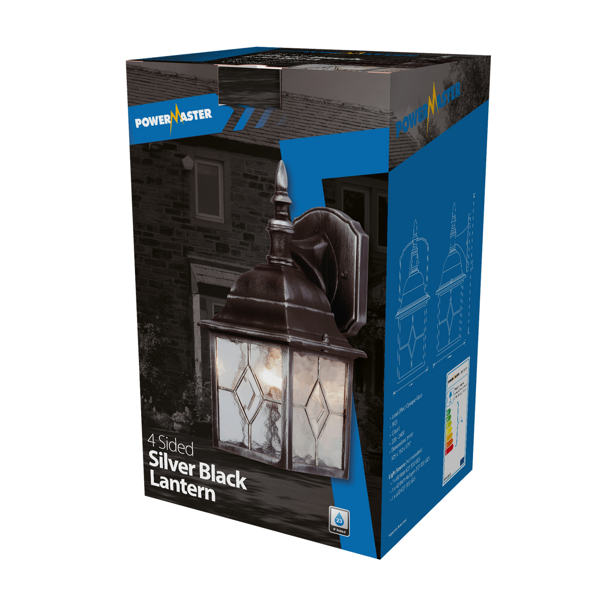 Powermaster S5901 IP23 4-Sided Lantern - Leaded/Silver Black ...