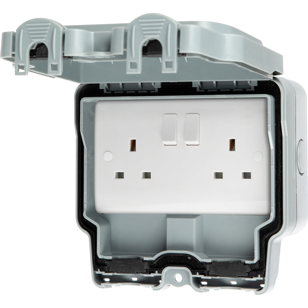 LIVE Electrical WJ2G2P-G IP66 2 Gang 13A Double Pole Switched Socket ...