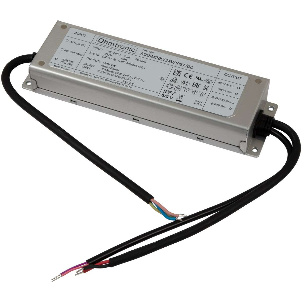 Ansell ADDIM200/24V/IP67/DD 200W 24V IP67 DALI Dimmable Driver ...