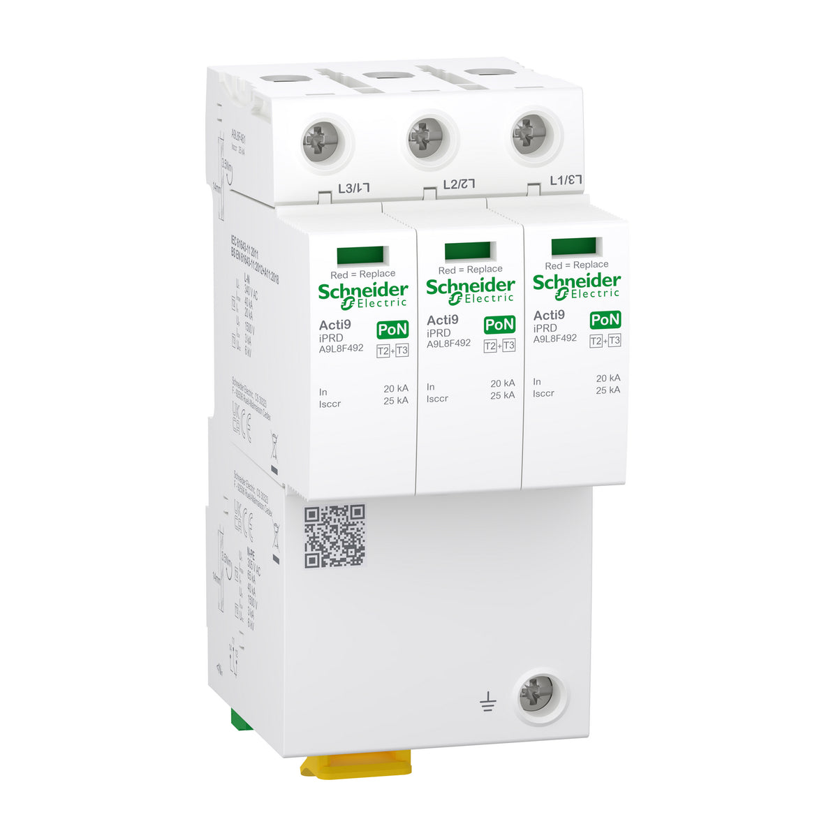 Schneider Electric A9L8F461 Acti9 iPRD F40r 3P+N Type 2+3 SPD 20kA with ...