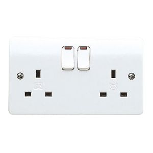 MK Logic Plus K2647WHI 13A 2 Gang DP Socket with Neons – White ...