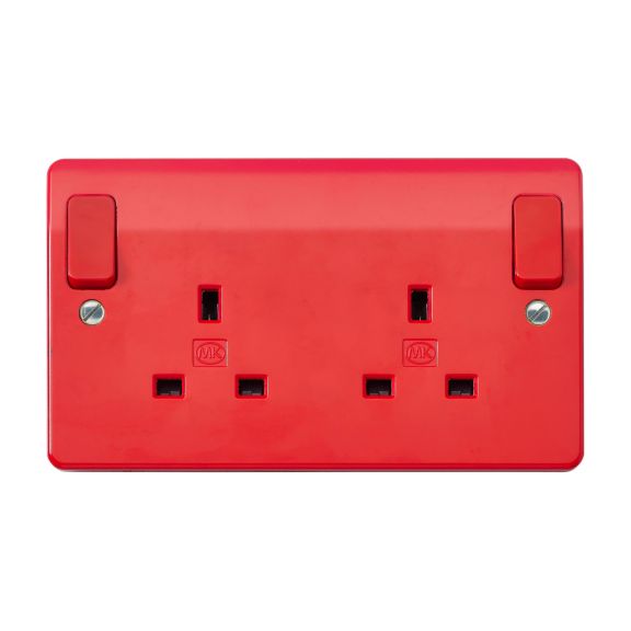 Buy MK Logic Plus K2746CED1RED Red 13A 2 Gang DP Switched Socket with ...