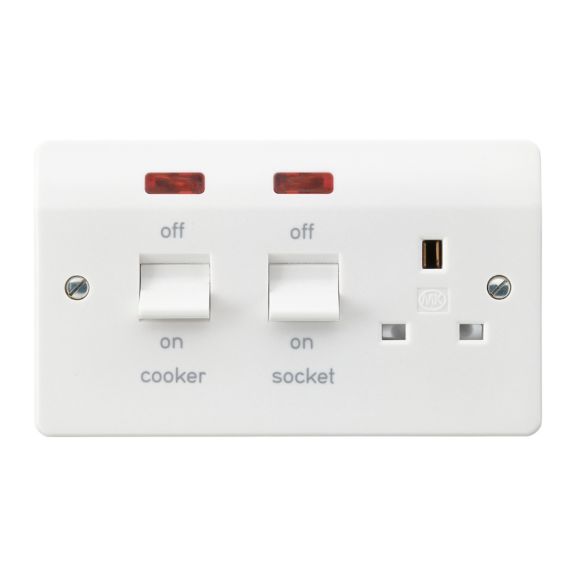 Buy MK Logic Plus K5061WHI 45A Cooker Control Unit with Socket, Neons ...