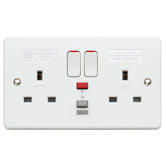 Buy MK Logic Plus K6233WHI 2 Gang 13A RCD Socket 30mA Passive | White ...
