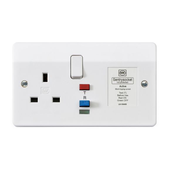 Buy MK Logic Plus K6400WHI 1 Gang 13A RCD Socket 30mA Active | White ...