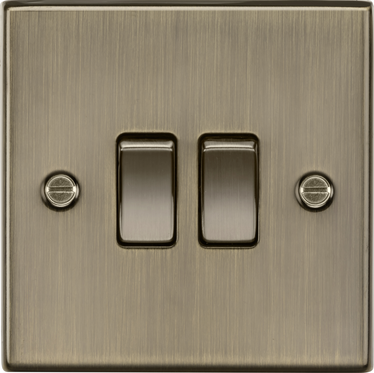 Knightsbridge CS3AB Square Edge 10AX 2G 2-Way Plate Switch - Antique B ...
