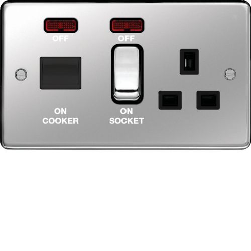 Hager WRCC50NPSB Sollysta Raised Plate 45A Cooker Control Unit LED Ind ...