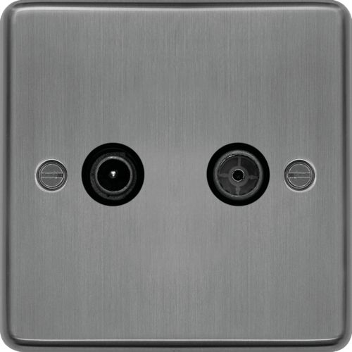 Hager WRDXBSB Sollysta Raised Plate TV & FM/DAB Outlet - Brushed Steel ...