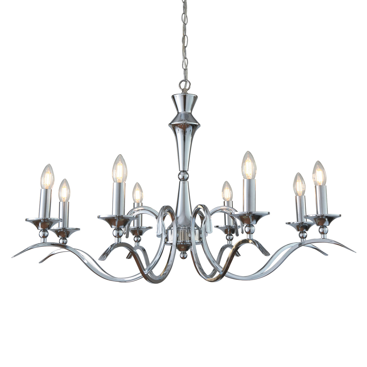 Endon KORA-8CH Kora 8lt Pendant Chrome plate 8 x 40W E14 candle (Requi ...