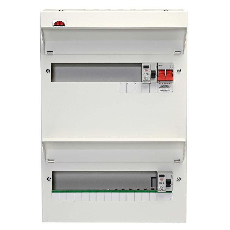 Wylex NMDISS1214L 26 Way Dual RCD Duplex + 100A Main Switch, 2x80A 30m ...