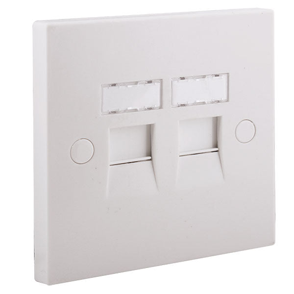 BG 9RJ45/2 White Square Edge RJ45 Double Data Outlet Socket (Screw ...