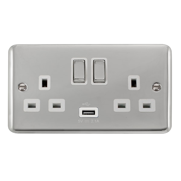 Click Deco Plus DPCH570WH 13A Ingot 2G Switched Socket + 1x2.1A USB ...