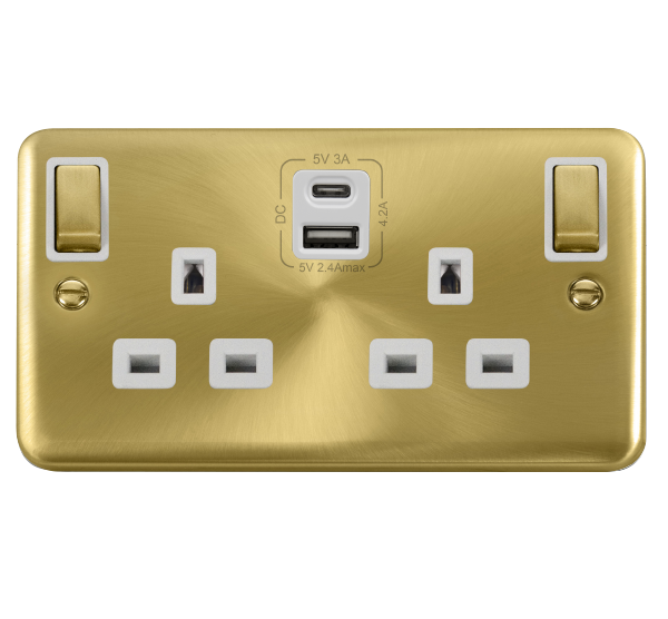 Click Deco Plus DPSB586WH 13A Ingot 2G Switched Socket + Type A&C USB ...